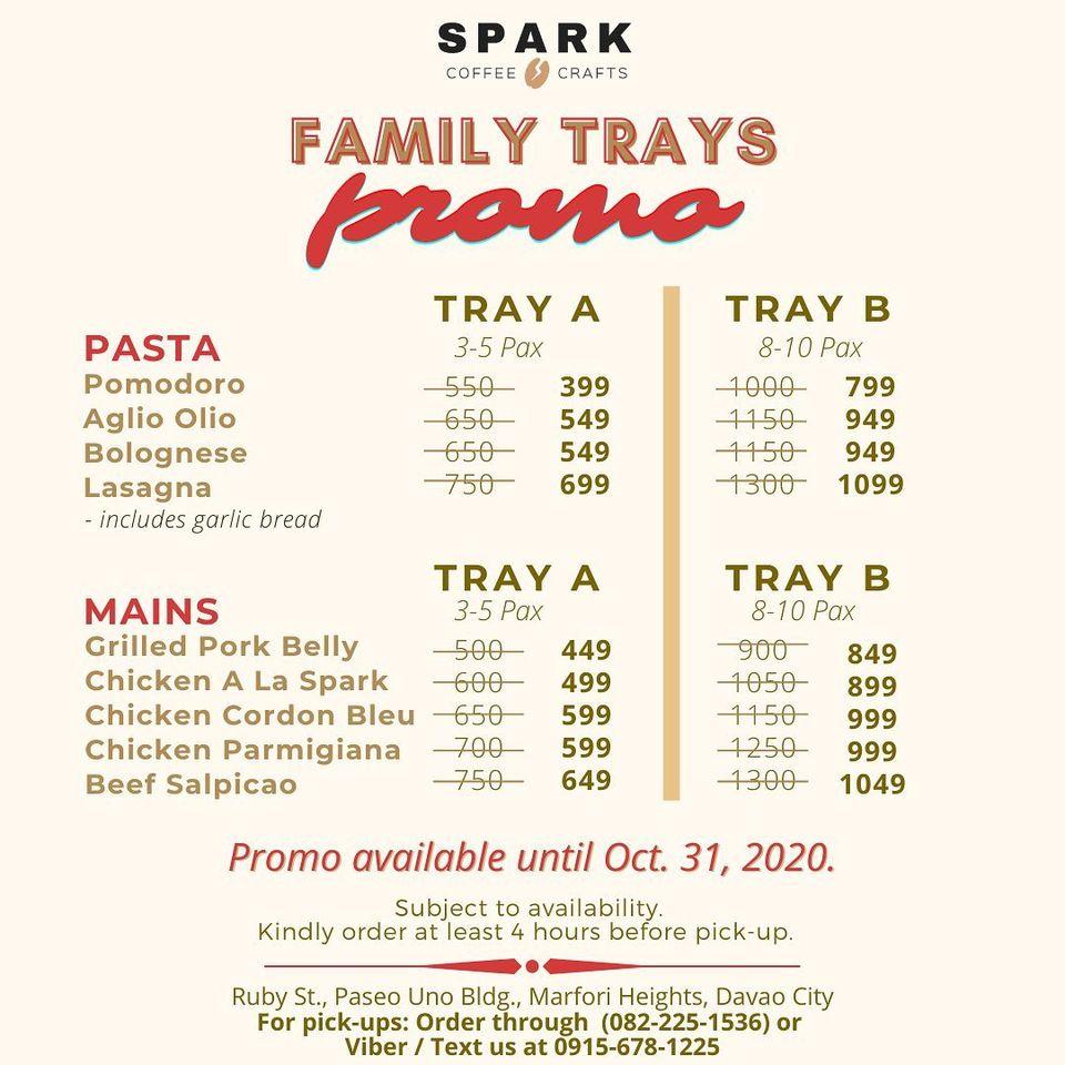 Carta del café Spark Coffee + Crafts, Dávao, Molave Street