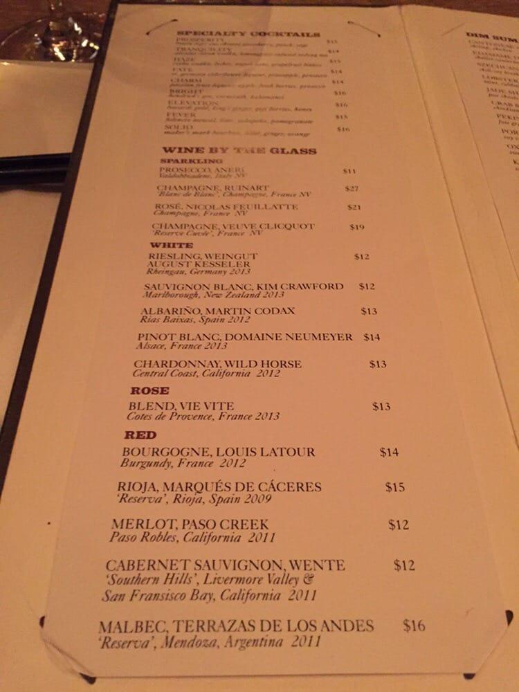 Menu at Buddakan pub & bar, New York City