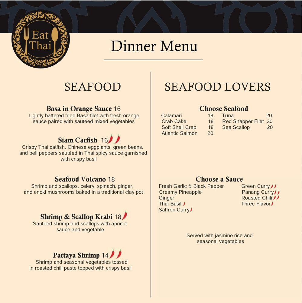 Menu at Eat Thai restaurant, Newnan