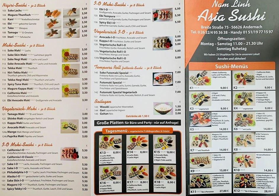 Menu au Nam Linh - Asia Sushi restaurant, Andernach