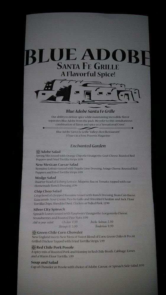 Menu at The Original Blue Adobe Grille pub & bar, Mesa