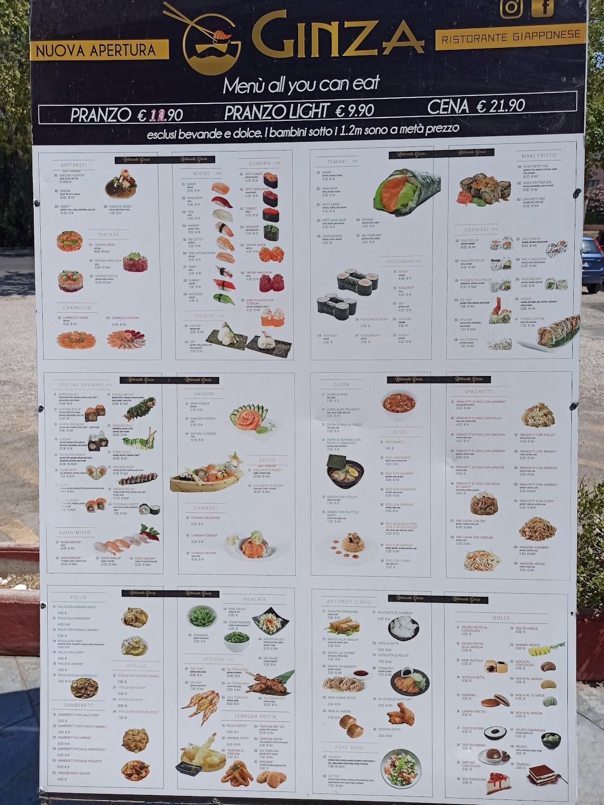Menu da Ginza Ristorante Giapponese Latina, Latina