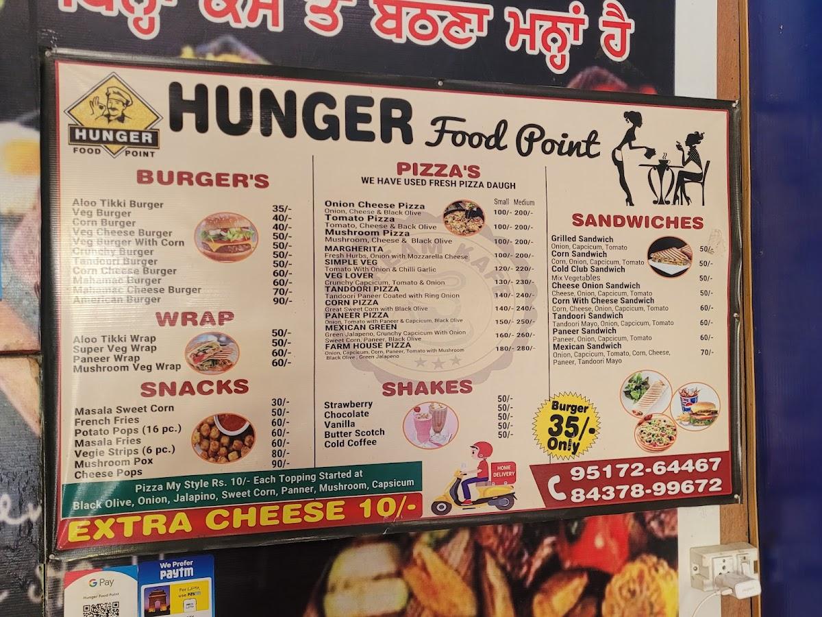 Menu at Hunger Food Point, Bhadaur