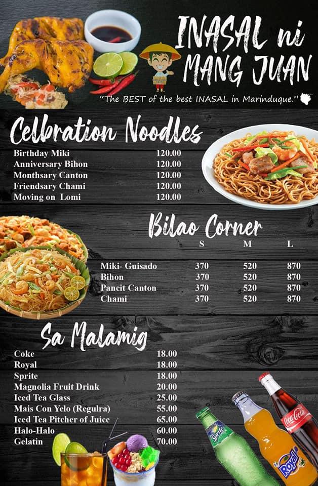 Menu at Inasal NI MANG JUAN restaurant, Gasan
