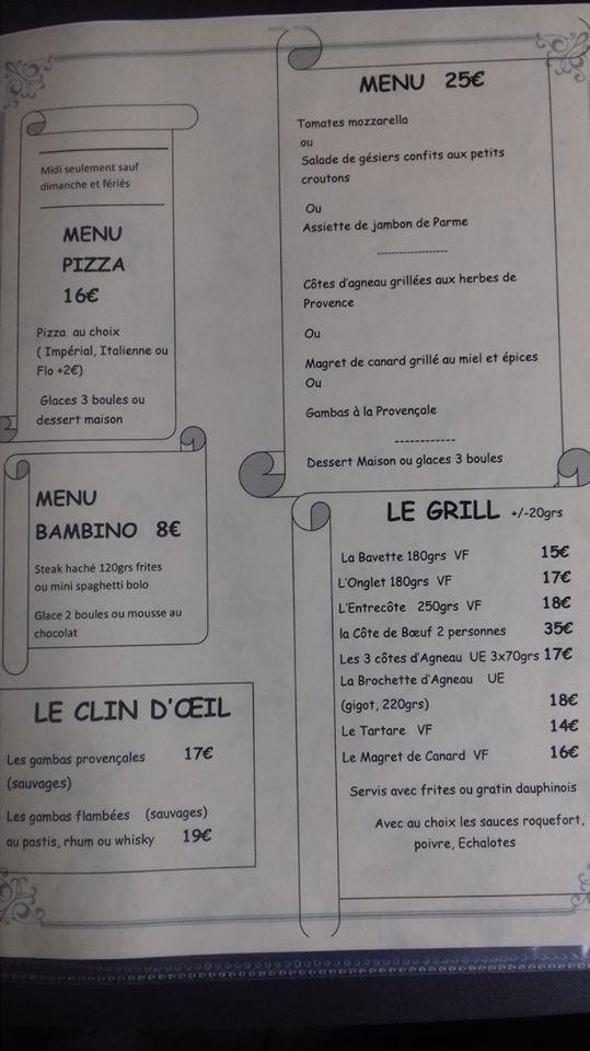Carta del restaurante Le Flambeau, Cabris, 27 Rue Frédéric Mistral