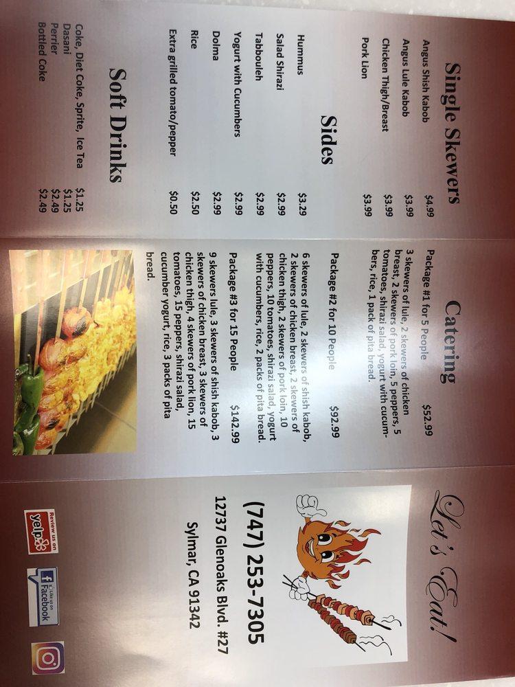 Menu at Let's Eat restaurant, Los Angeles