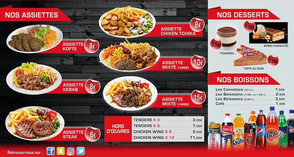 Menu au Ô NAN & GRILL Béziers Restaurant kebab, Béziers