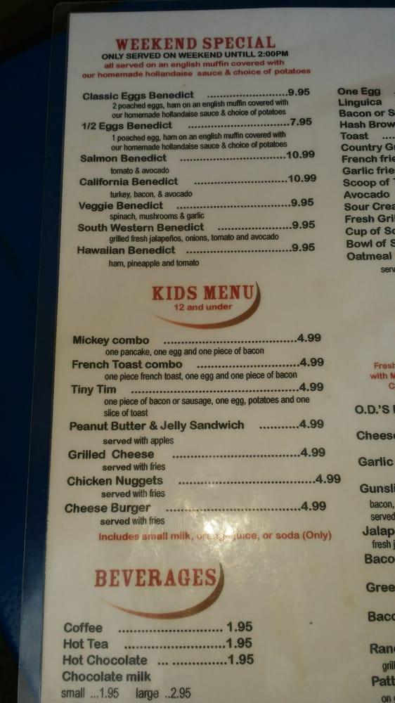 Menu at OD's Kitchen restaurant, Gilroy