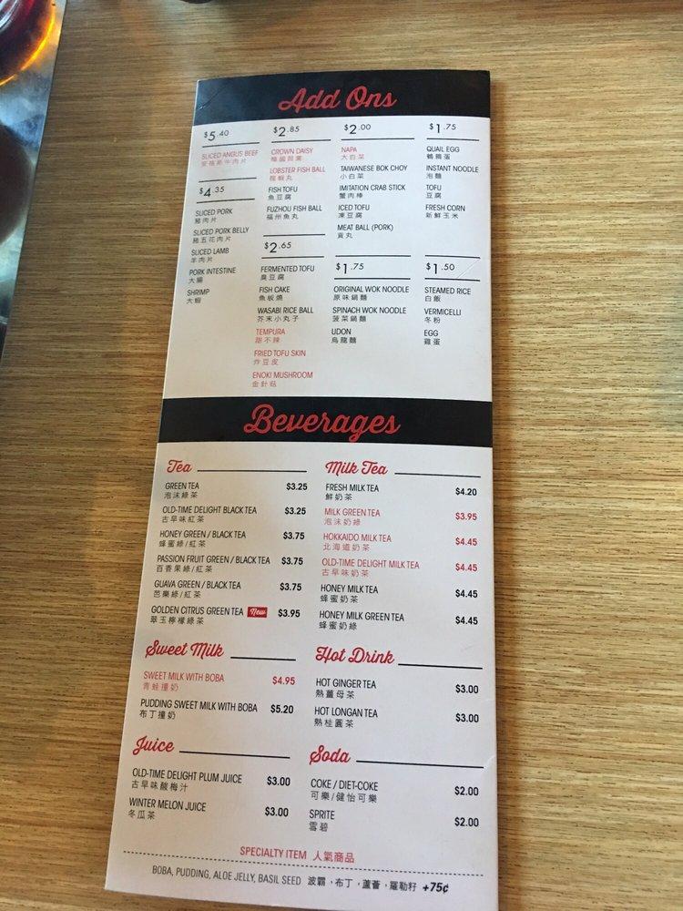 Menu at Boiling Point restaurant, Chino Hills