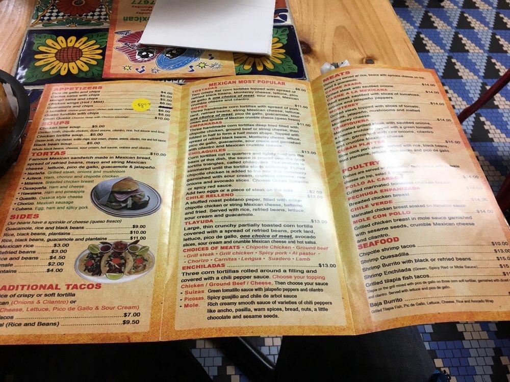 Carta del restaurante El Azteca Mexican, Poughkeepsie