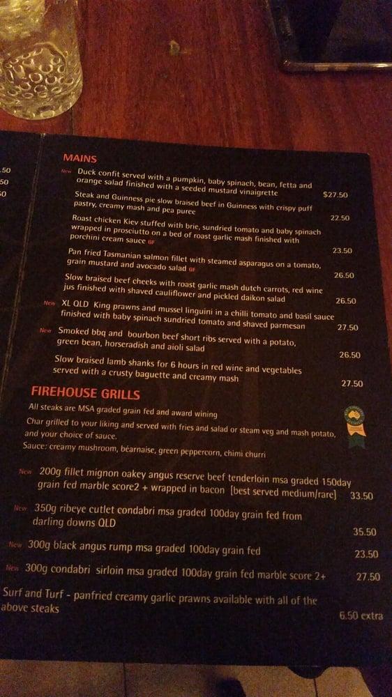 Menu at Firehouse Grill steakhouse, Mortdale