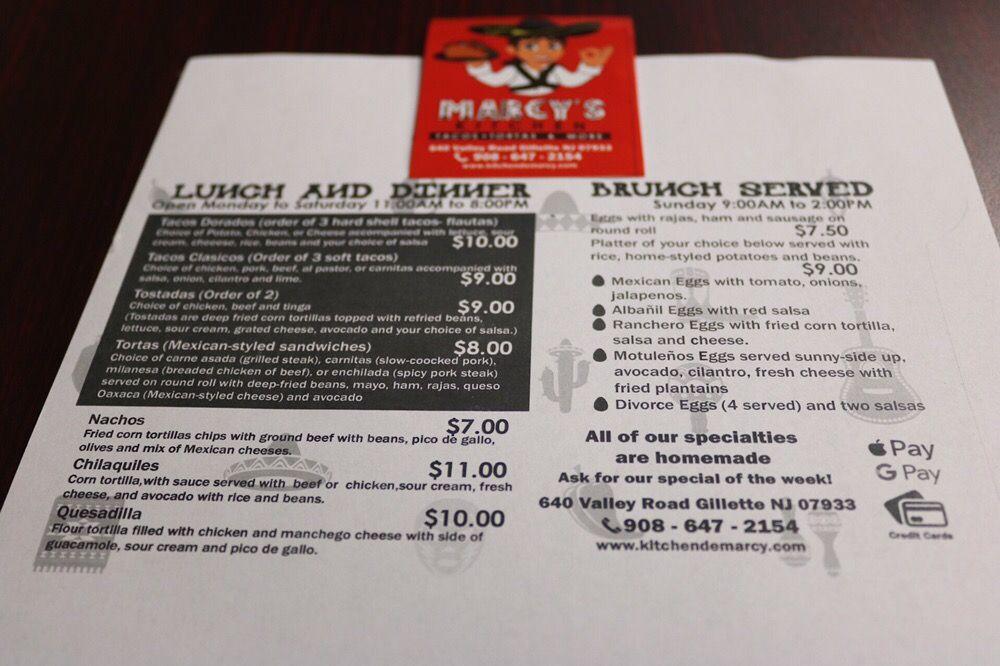 Menu at Marcy's Kitchen restaurant, Gillette