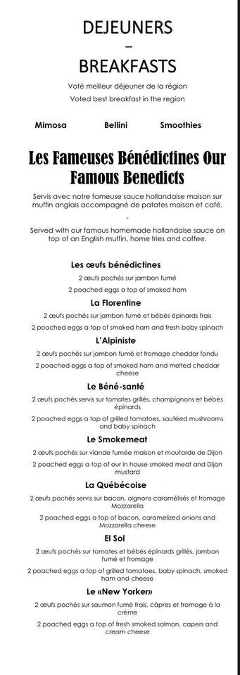 Menu at Restaurant Alpina, Gatineau