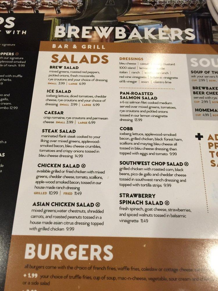 Menu at Brewbakers Bar and Grill Belton, Belton