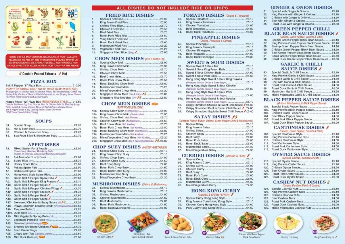 Menu at Happy House fast food, Hull, 966 Anlaby Rd