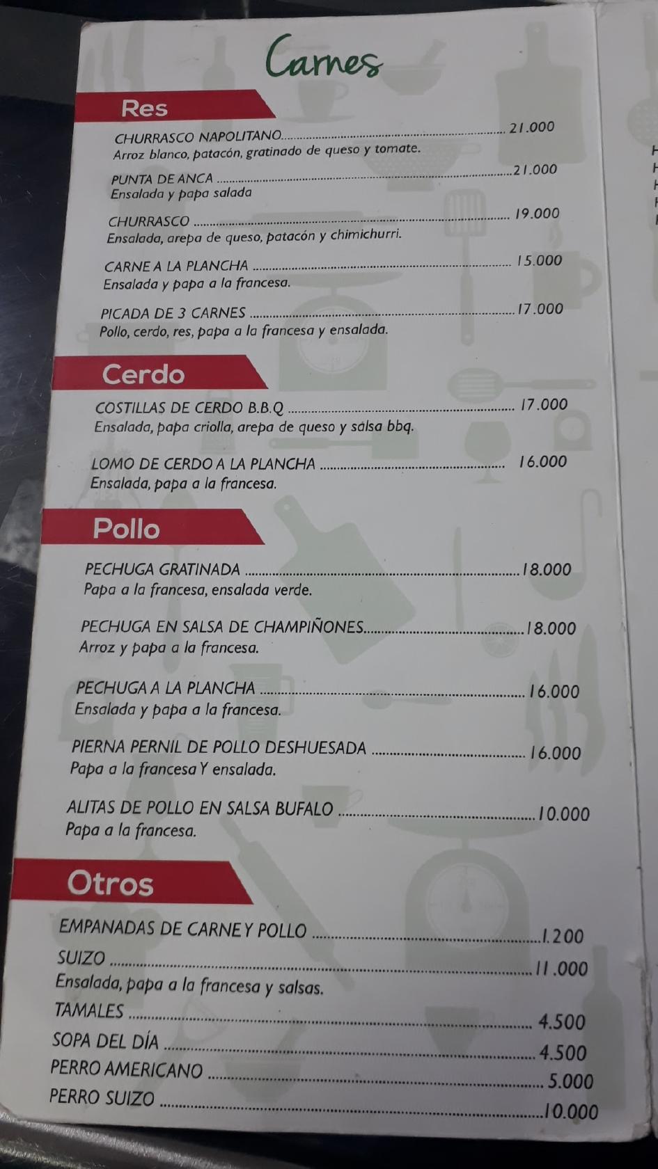 Carta del restaurante Rico Rápido, Facatativá