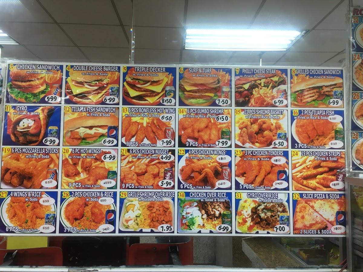 Carta de pizzería Royal Fried Chicken, Elizabeth