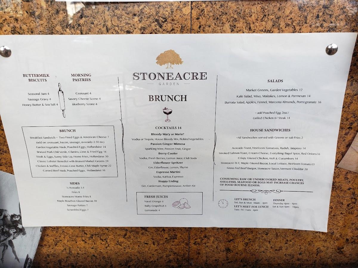 Menu at Stoneacre Garden pub & bar, Newport