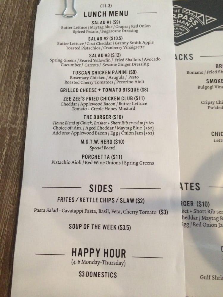Menu at The Overpass Merchant pub & bar, Baton Rouge