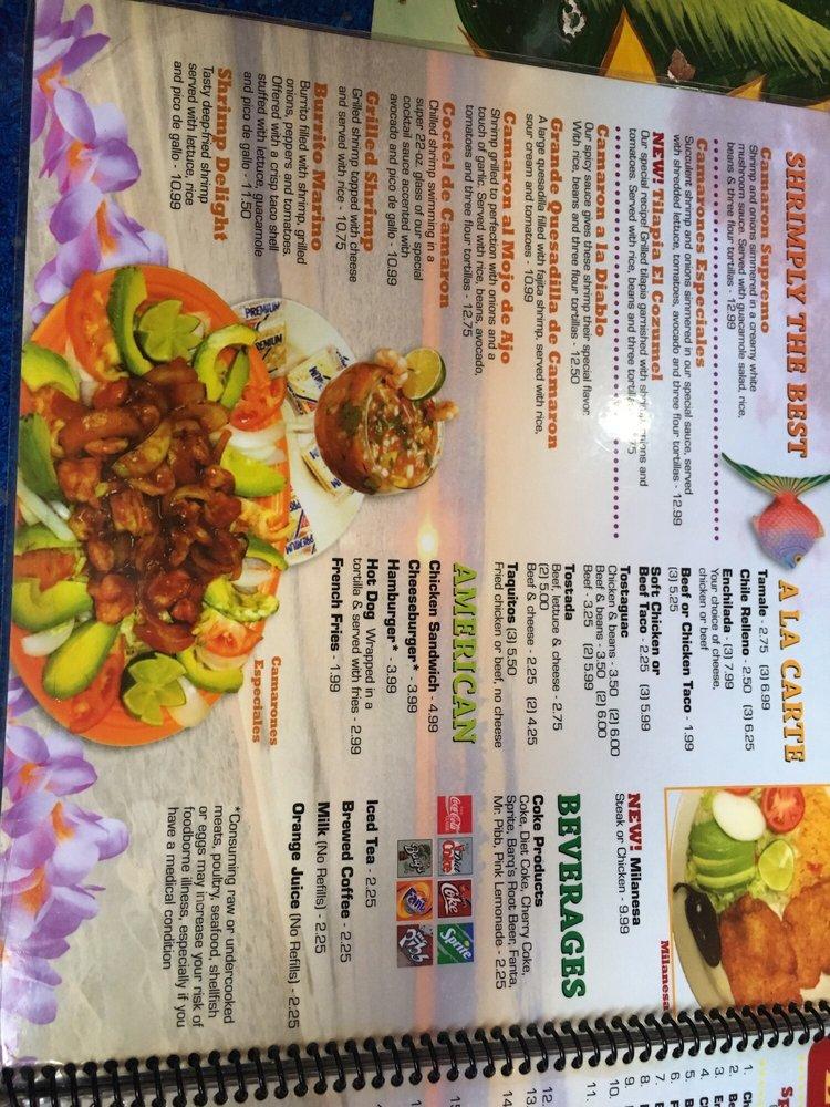 Menu at El Cozumel Mexican Grill restaurant, Burton