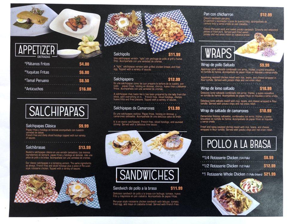 Menu at Las Brasas Peruvian Fusion restaurant, East Los Angeles