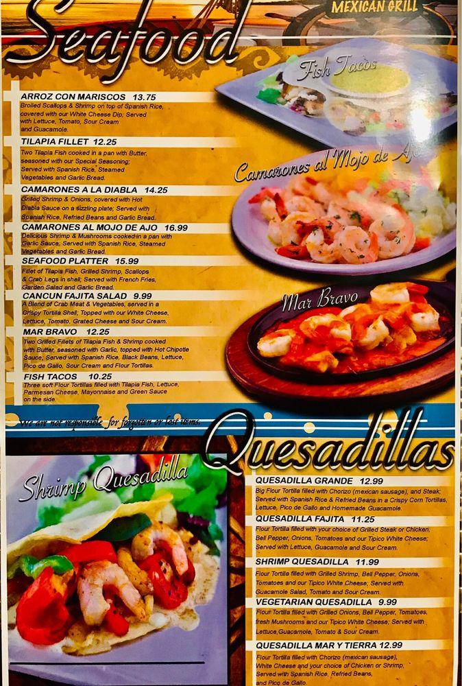 Menu at Rancho Viejo Mexican restaurant, Alexandria