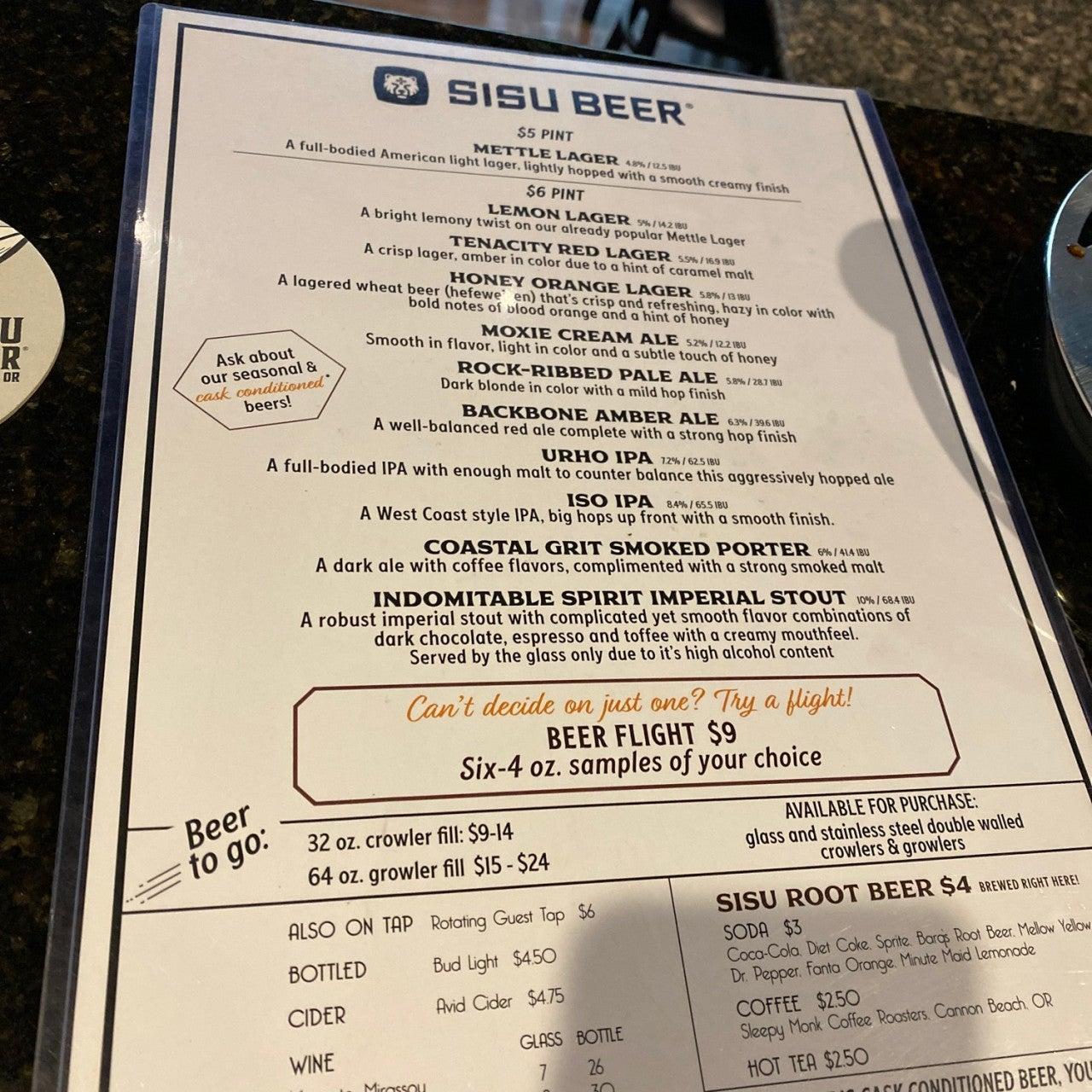 Menu at Times Theatre & Public House, Seaside
