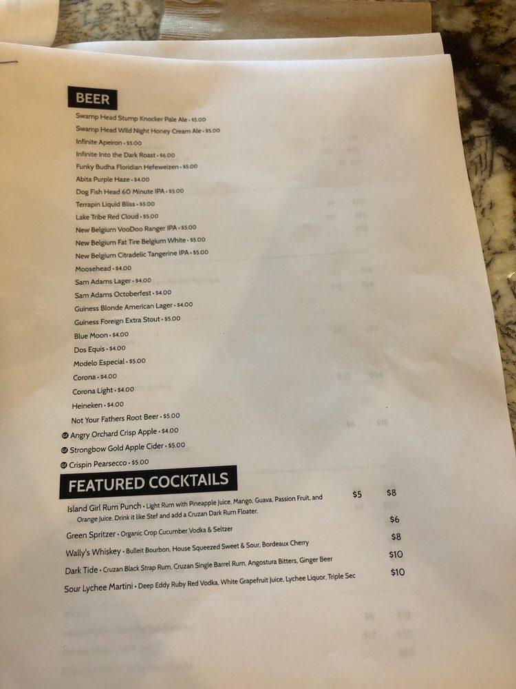 Menu at Wallace's at the Greenhouse restaurant, Homosassa