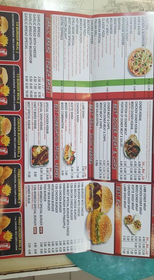 Menu at Best Kebab Bbq House, Wisbech