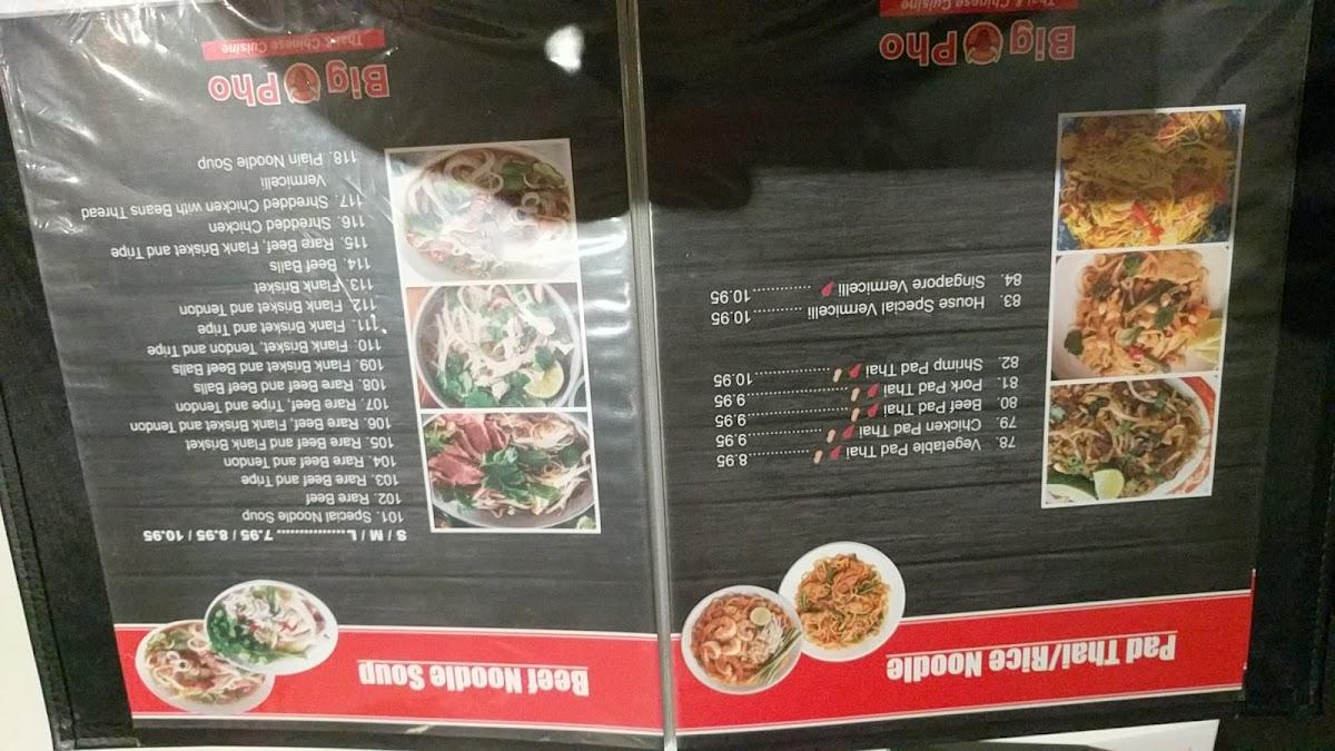 Menu at Big Pho restaurant, Barrie, 31 Commerce Park Dr