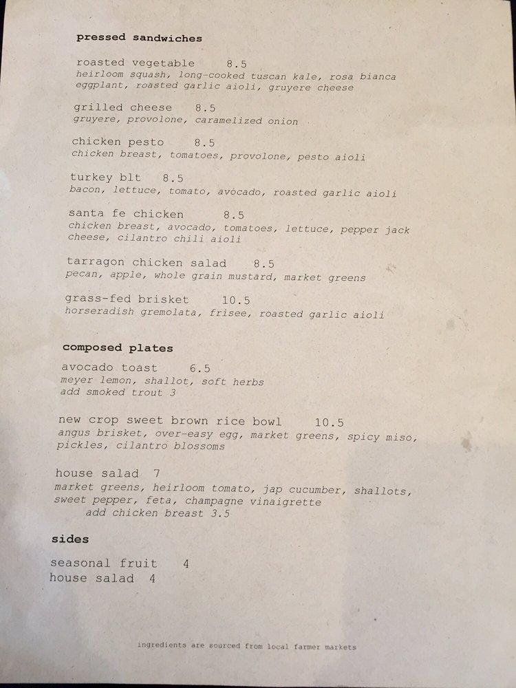 Menu at Dialog Cafe, West Hollywood