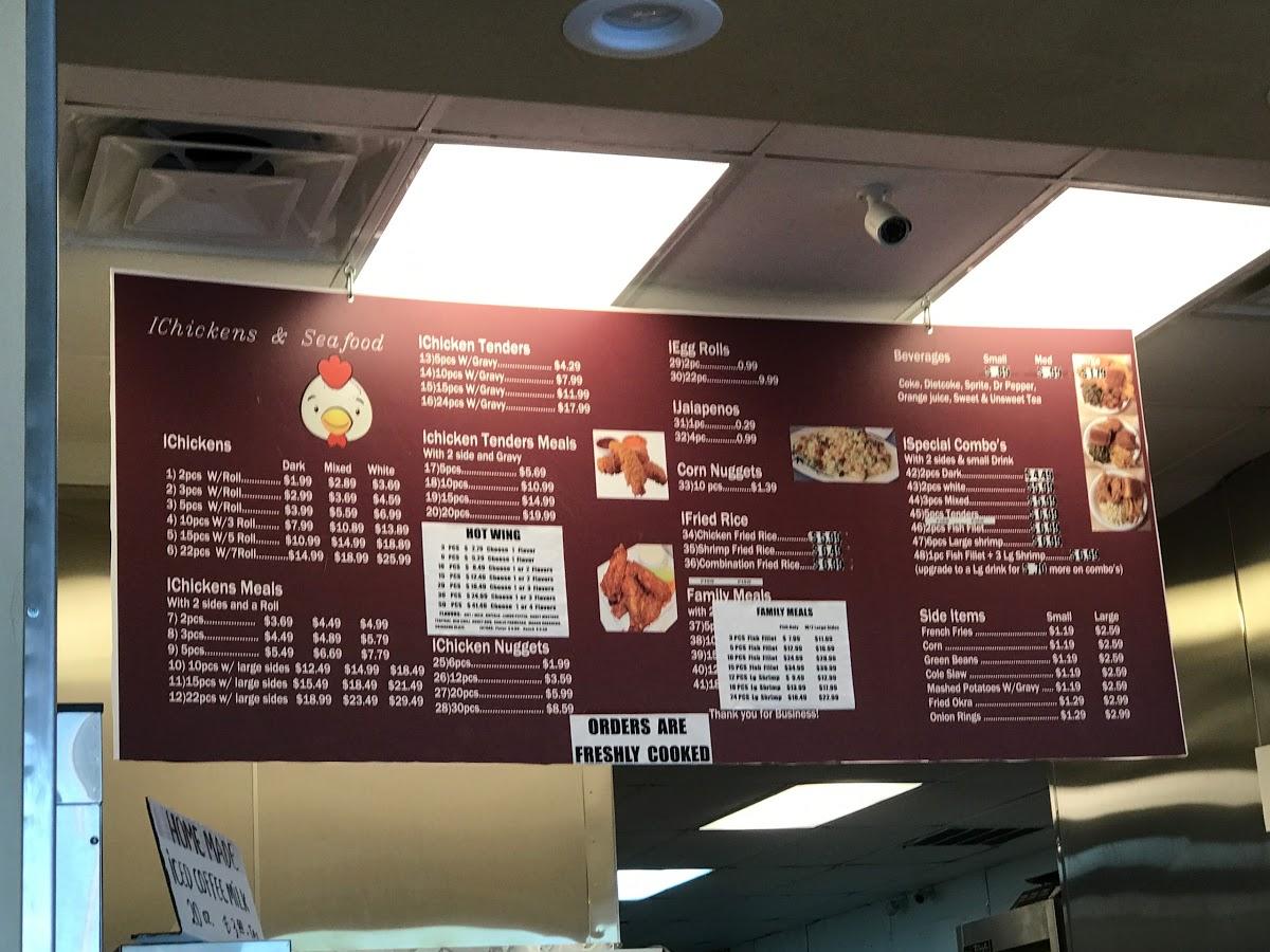 Menu at IChicken and Seafood restaurant, Arlington