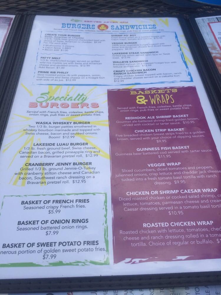 Menu at Lakeside restaurant, Glenwood