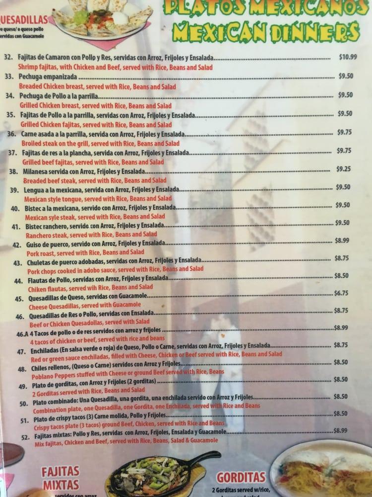Menu at Magdaleno's Restaurant, Irving