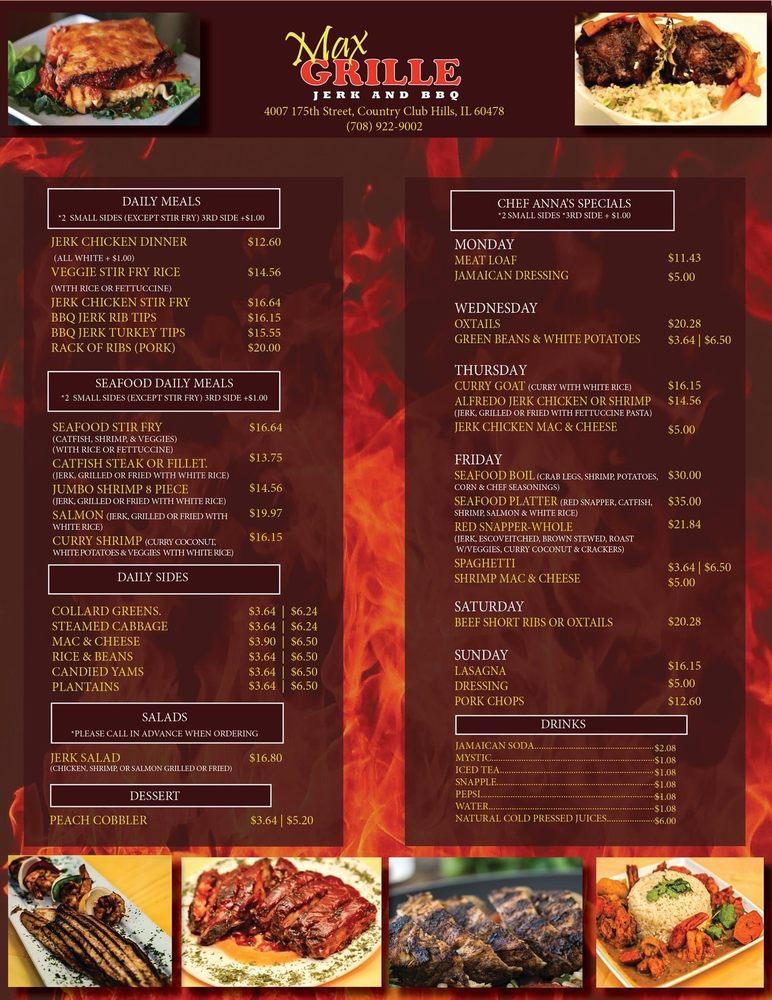 Menu at Max Grille Jerk and BBQ, Country Club Hills