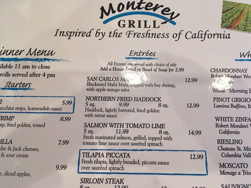 Menu at Monterey Grill restaurant, Port Orange