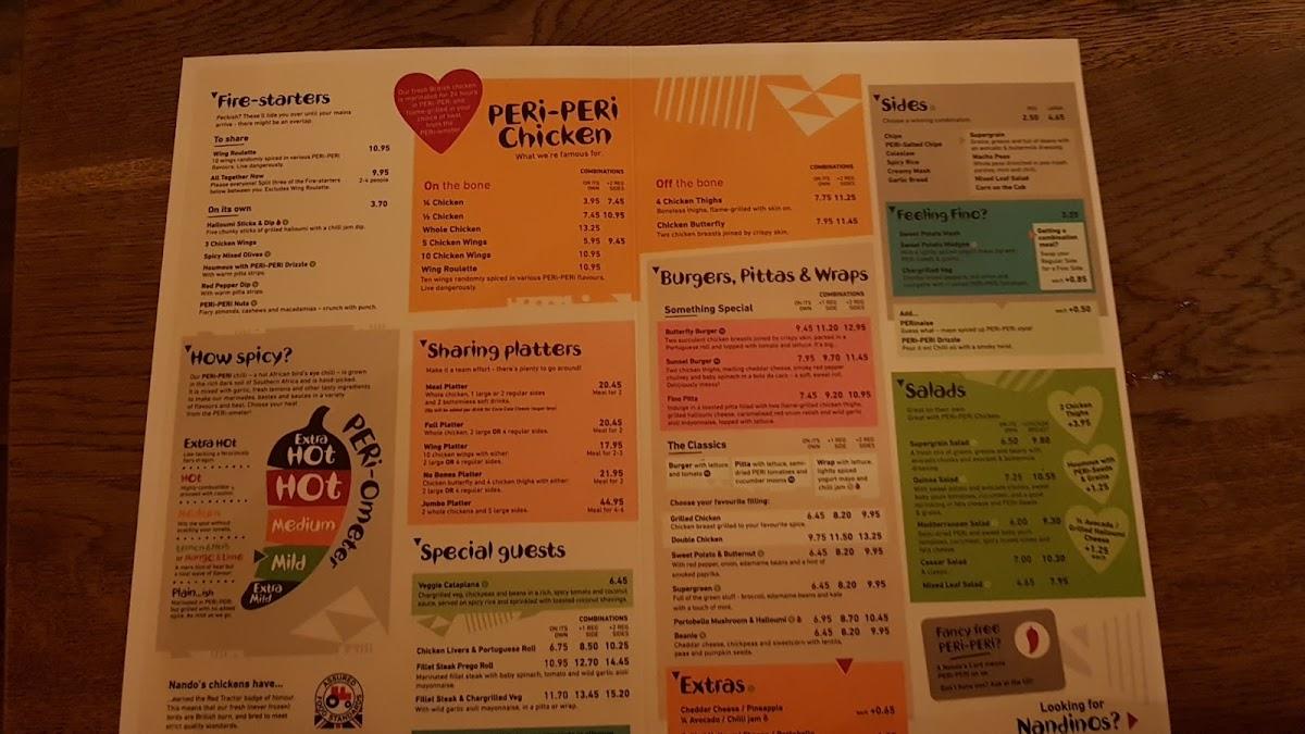 Menu at Nando's Rotherham - Parkgate fast food, Rotherham, Unit 21