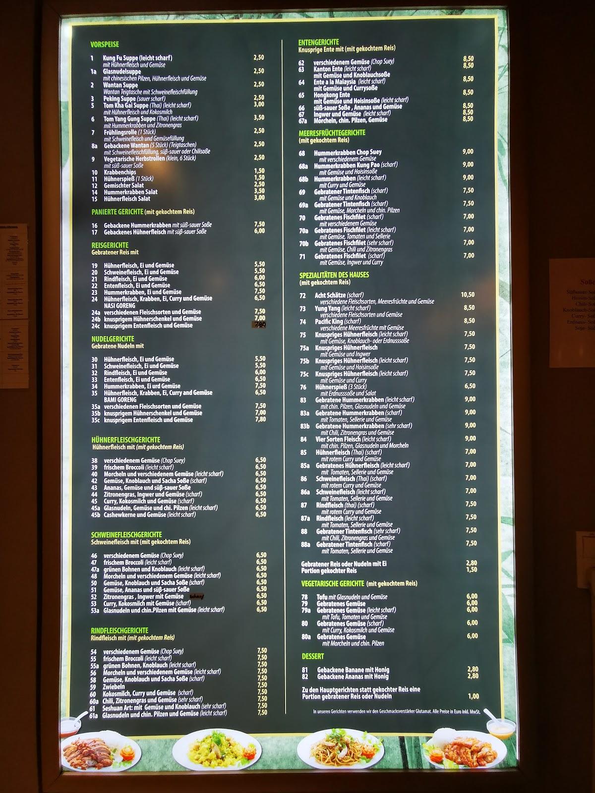 Speisekarte von Panda Asia Imbiss pub & Bar, Worms