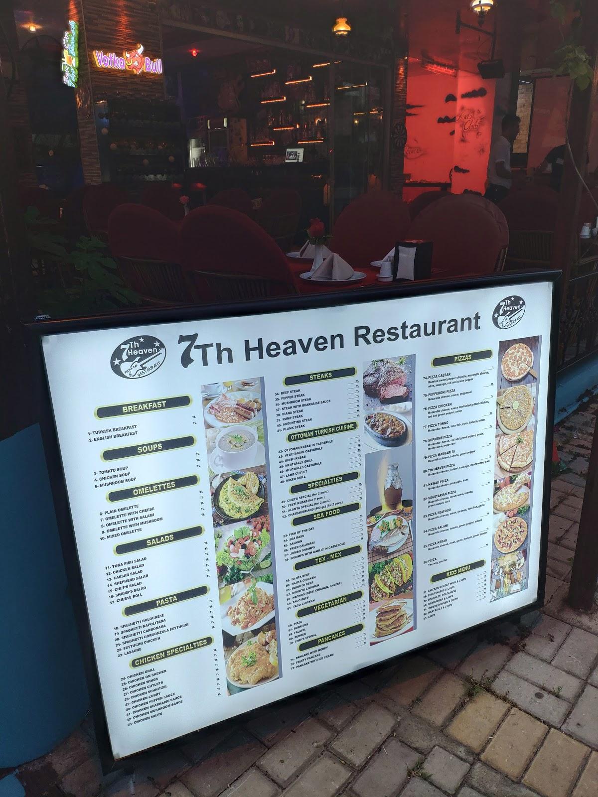 Menu at Seven'th Heaven, Alanya