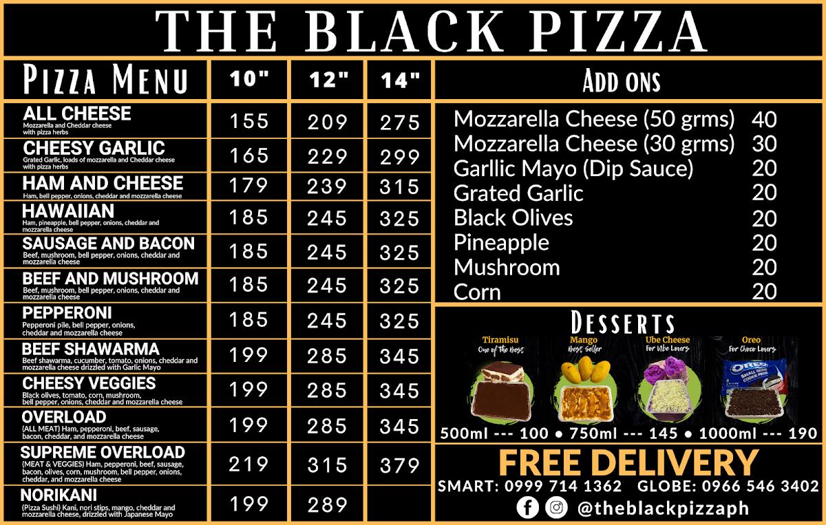 Menu at THE BLACK PIZZA PACITA restaurant, San Pedro