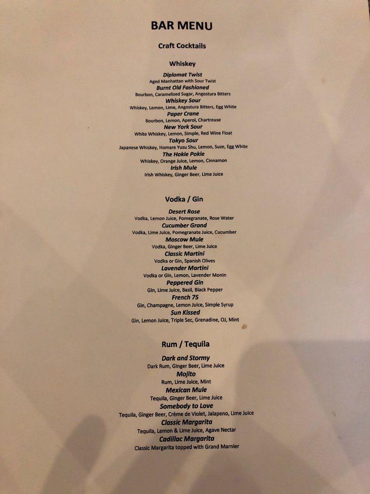 Menu at The Diplomat Eatery and Tavern pub & bar, Monrovia