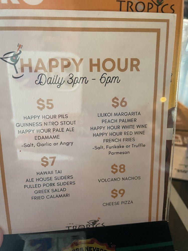 Menu at Tropics Restaurant & Craft House, Honolulu