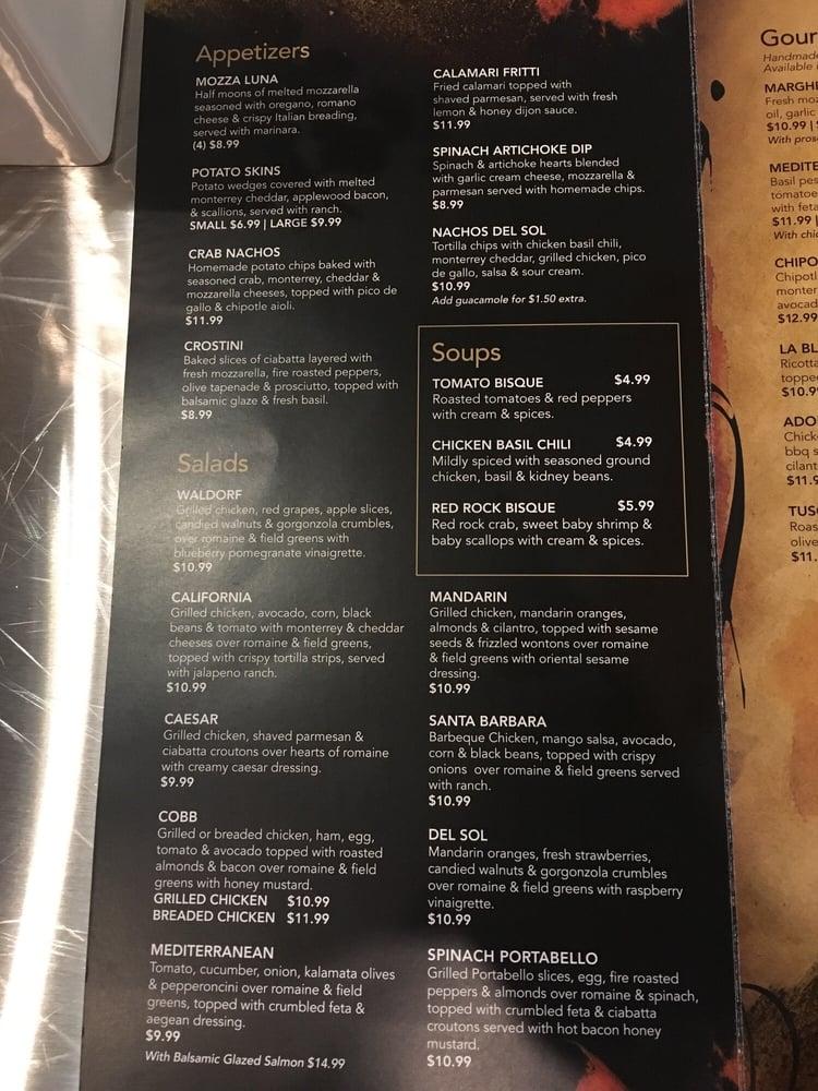 Menu at Cafe Del Sol, Martinsburg