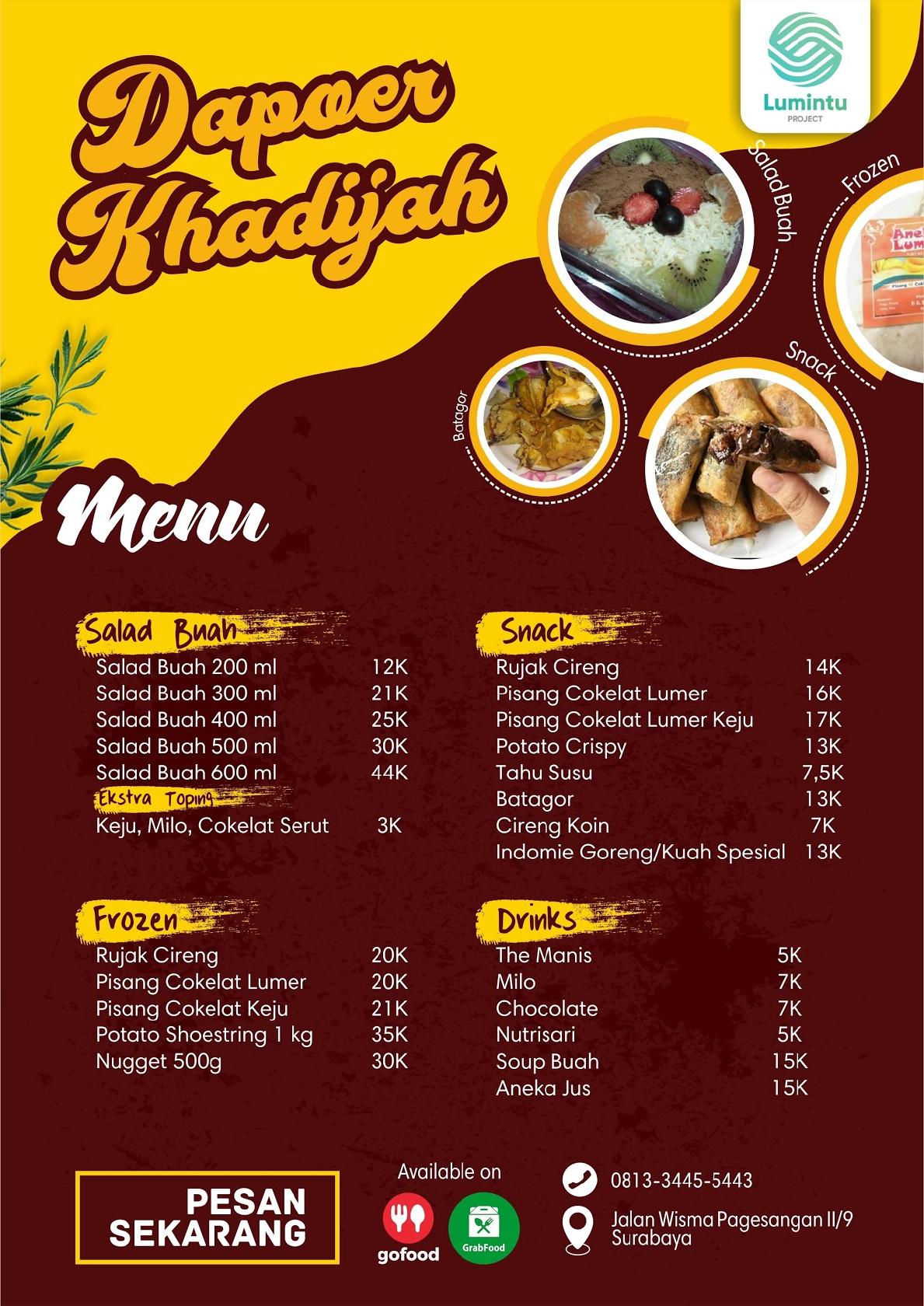 Menu at Khadijah Kitchen Fruits Salad restaurant, Surabaya