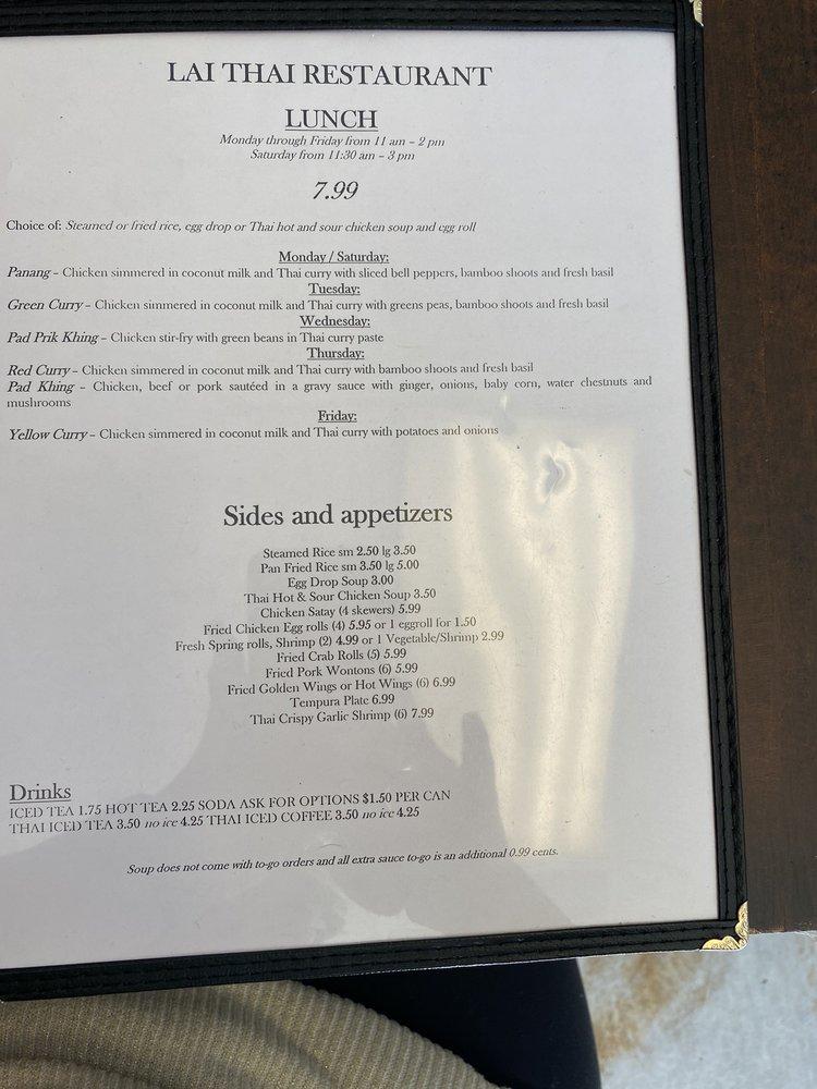 Menu at Lai Thai Restaurant, Bethany, NW 23rd St