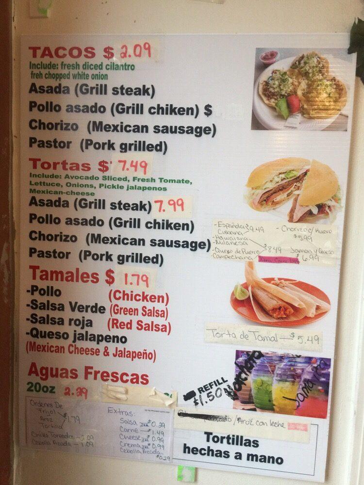 Menu at MISS G'S TORTAS Y TAMALES. restaurant, Chattanooga