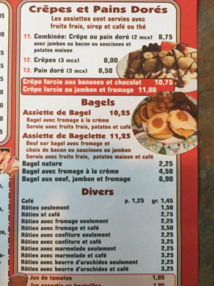 Menu at New Canada Hot-Dog restaurant, Montreal