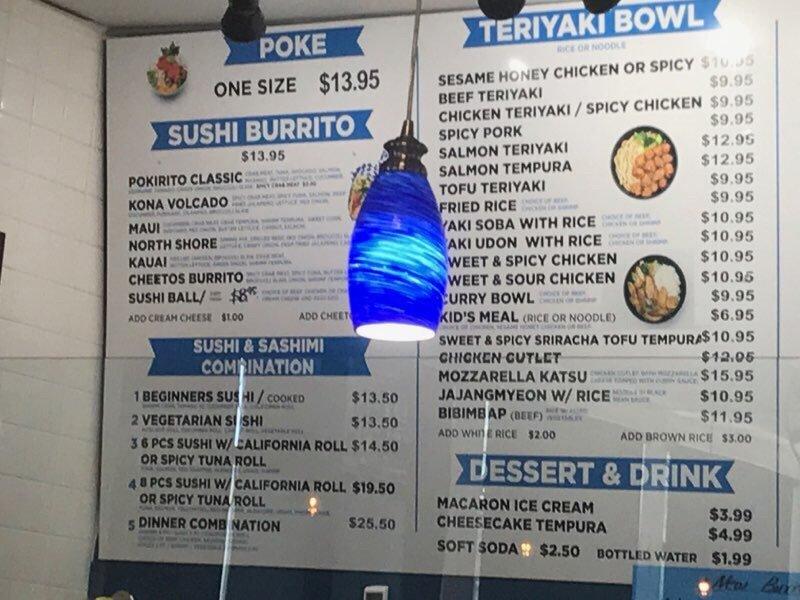 Menu at Poke & Noodle Japanese Cuisine restaurant, El Centro