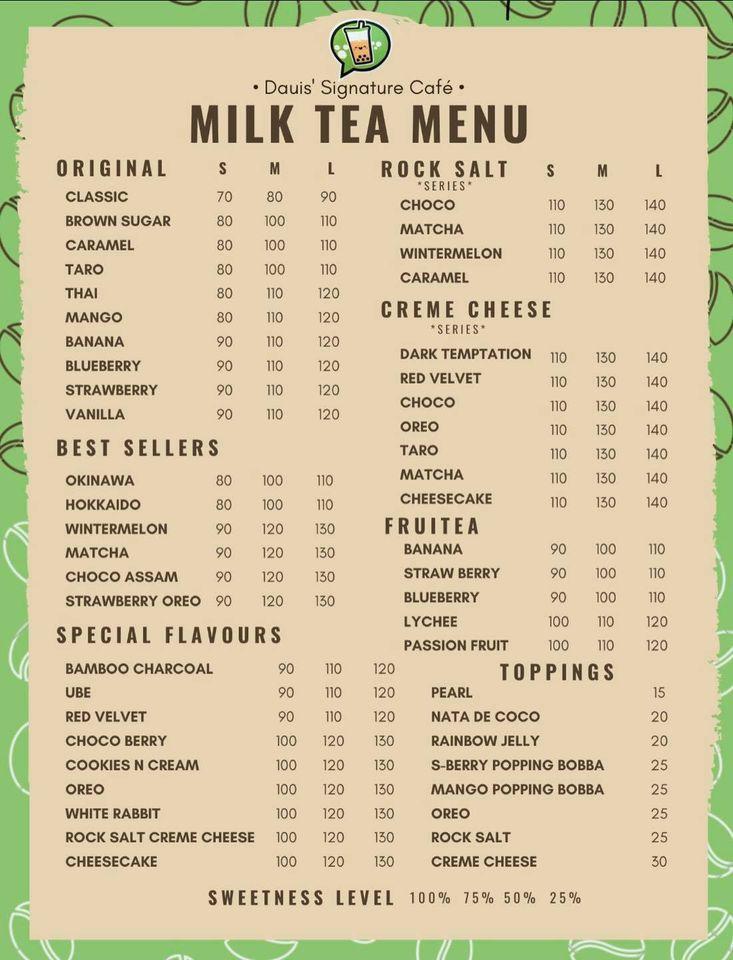 Menu at Tea+Talk Café cafe, Dauis