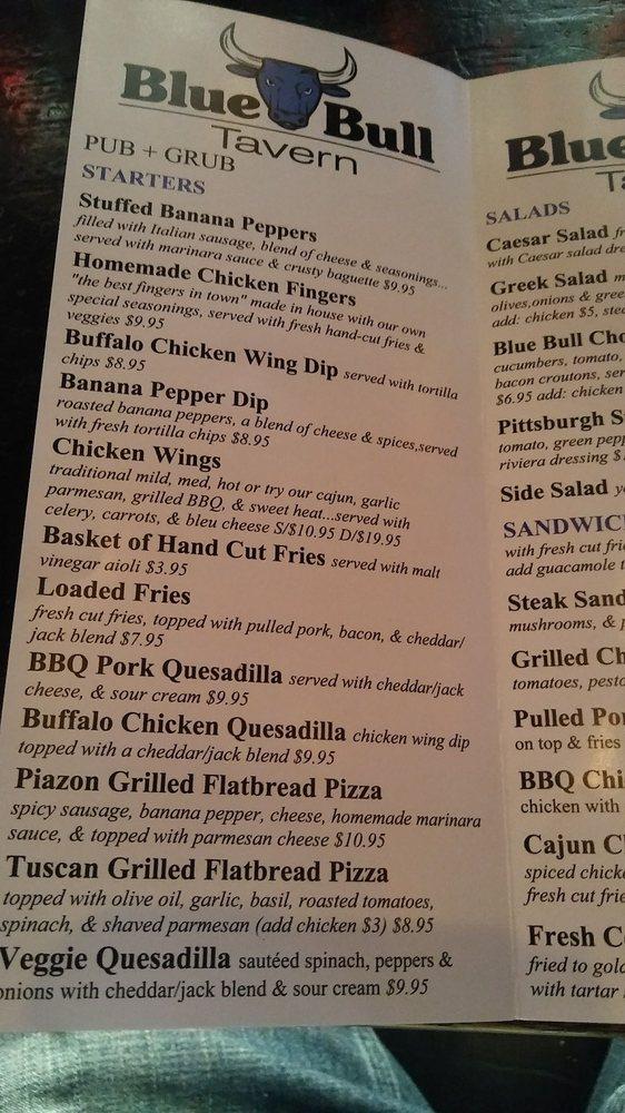 Menu at Blue Bull Tavern pub & bar, Amherst